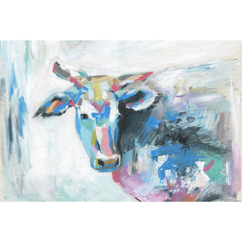 'Pastel Cow' Painting Print on Wrapped Canvas - Multi-Color - Overstock ...