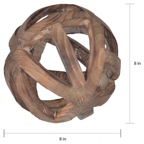 The Curated Nomad Brown Fir Wood 8-inch Decorative Ball - Bed Bath ...