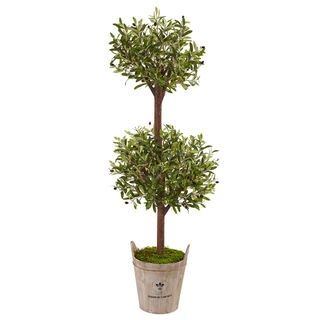 Nearly Natural 5-foot Olive Tree in Farmhouse Planter - Bed Bath ...