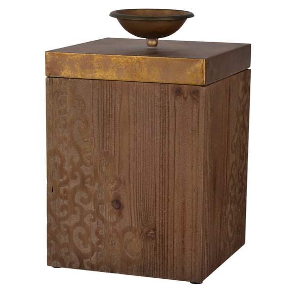 Kayden Brown Wood/Metal 8-inch x 8-inch x 12-inch Square Decorative Box ...