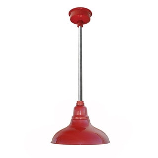 Dahlia Cherry Red Steel 12-inch LED Pendant Light with Galvanized ...