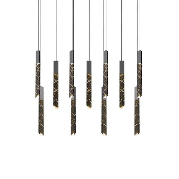 Sonneman Lighting Trinity 11-light LED Polished Chrome Rectangle Cluster Pendant, Clear Shade ...