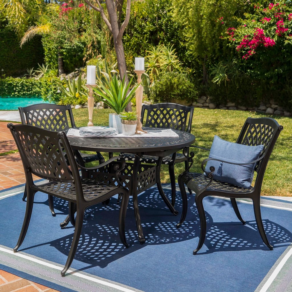 Carysfort Outdoor Round Aluminum Dining Set by Christopher Knight Home ...