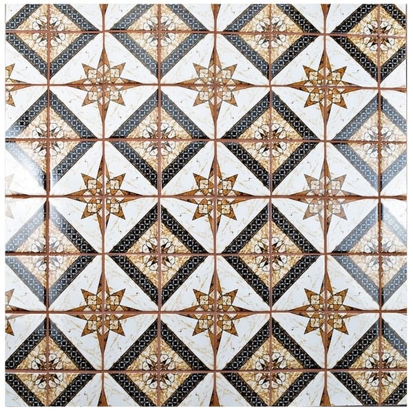Merola Tile 11.75x11.75-inch Harmony Aurelius Marron Porcelain Mosaic ...