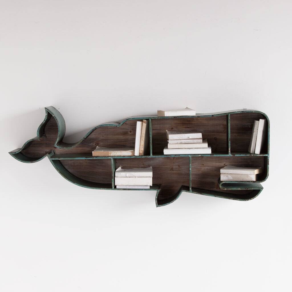 Mercana Dalata Blue-Green Metal Whale Wall Shelf - 168 - Overstock ...