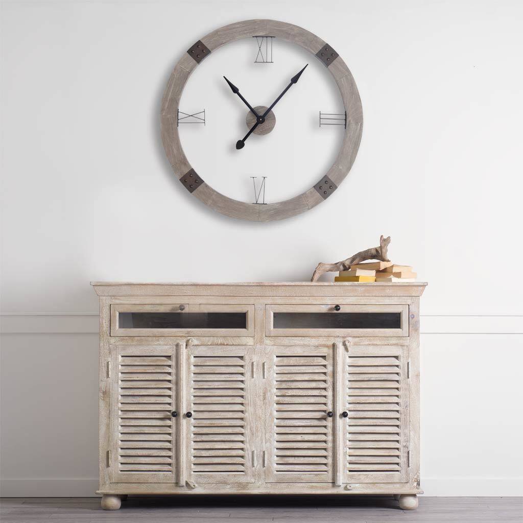Mercana Delta II 41.5" Round Oversize Farmhouse Wall Clock - 2.5L x 41 ...