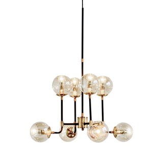 Mercana Kipling I (27"x7") Black/Gold Glass Globe Eight Bulb Chandelier ...