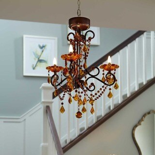 26.5" H Amber 3 Arm Wireless Chandelier with Remote Control - Bed Bath ...