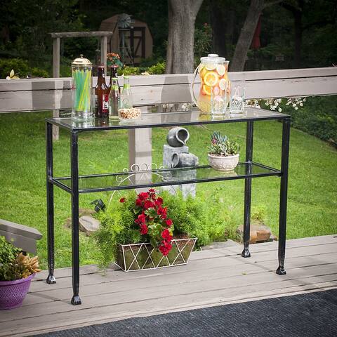 Clairmont Metal/Glass Outdoor Console Table - Overstock - 16747832