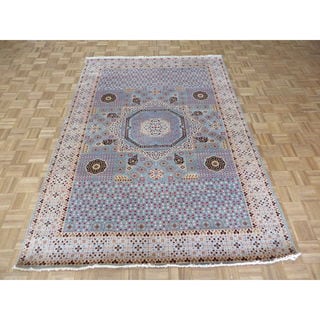 Hand-knotted Mamluk Sky Blue Wool Oriental Rug - 6'2 x 8'10 - Bed Bath ...