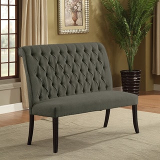 Furniture of America Tays Linen Tufted Fabric Wingback Loveseat Bench ...