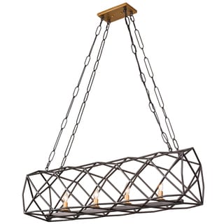 Geo 4-light Antique Gold with Rustic Bronze Linear Pendant - Bed Bath ...