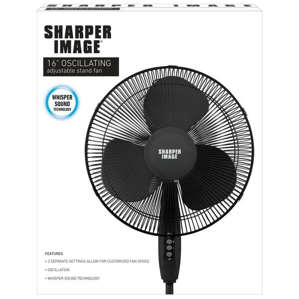 Sharper Image 16 Inch Oscillating Black Stand Fan - Bed Bath & Beyond ...