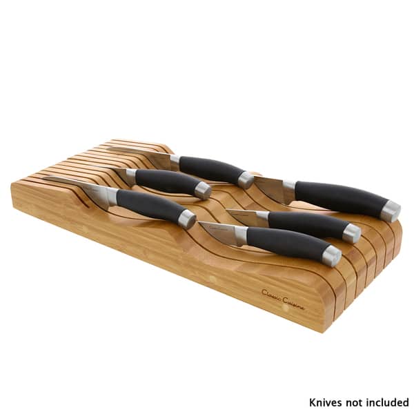 In-Drawer Bamboo Knife Block and Cutlery Storage Organizer by Classic ...