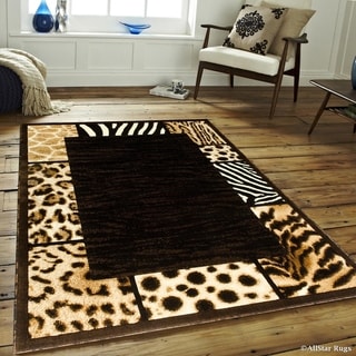 Black High Density Double Shot Exotic Animal Skin Rug (5'2 x 7'2) (As ...