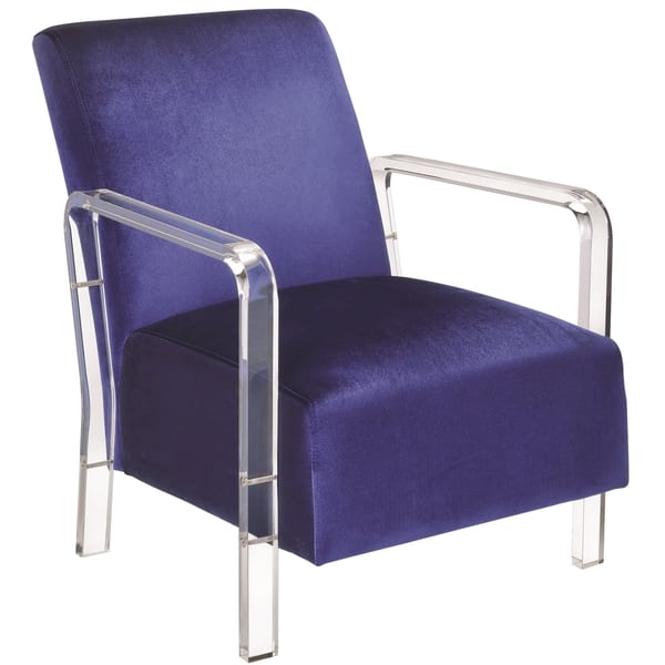 Modern Design Blue Velvet Living Room Accent Chair with Acrylic Arms ...