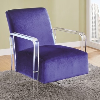 Modern Design Blue Velvet Living Room Accent Chair with Acrylic Arms ...