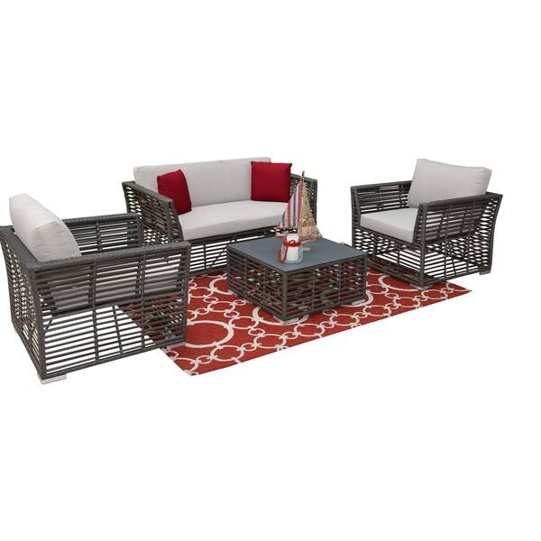 Panama Jack Graphite HDPE Synthetic Wicker 4-piece Living Set - Bed Bath & Beyond - 16934883