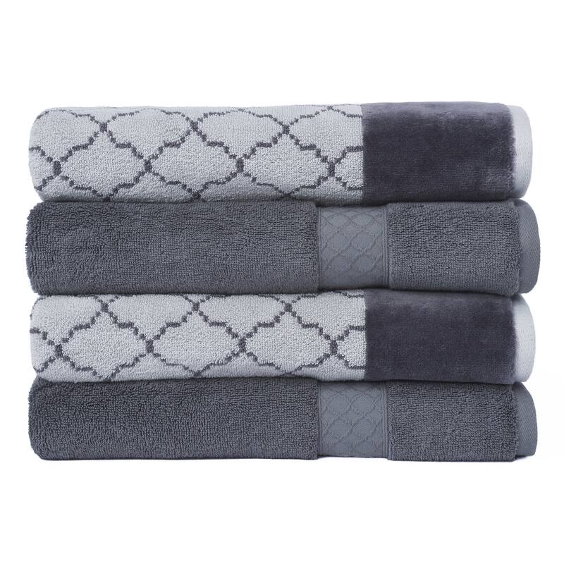 LOFT by Loftex Lattice/Solid Bath Towel (Set of 4) - Overstock - 16936172