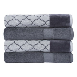 LOFT by Loftex Lattice/Solid Bath Towel (Set of 4) - Bed Bath & Beyond ...