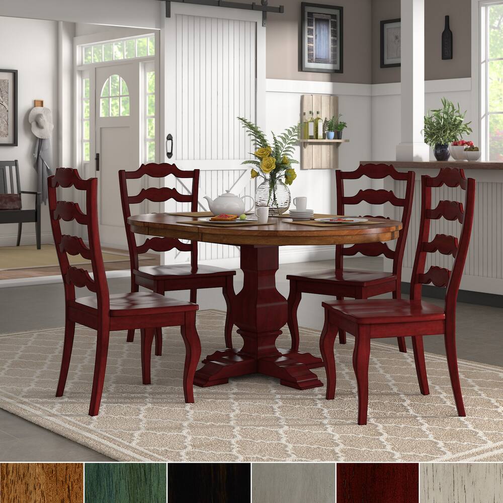 Eleanor Berry Red Extending Oval Wood Table French Back 5-piece Dining ...