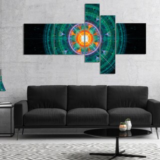 Designart "Cabalistic Turquoise Fractal Sphere" Abstract Canvas Art ...