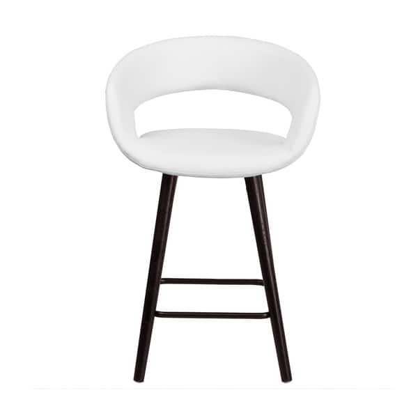 Sleek White Rounded Floating Back Design Counter Height Stool with ...