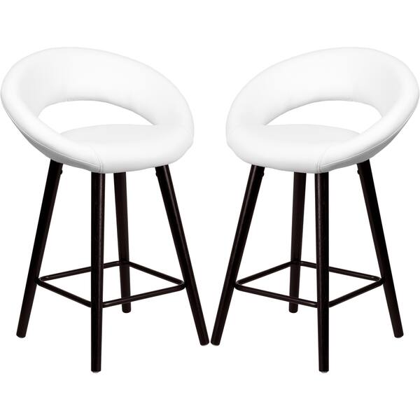 Modern White Rounded Floating Back Design Counter Stool with Cappuccino ...
