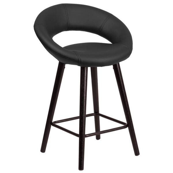 Modern Black Rounded Floating Back Design Counter Stool with Cappuccino ...