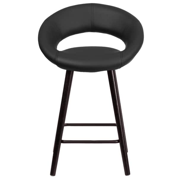 Modern Black Rounded Floating Back Design Counter Stool with Cappuccino ...