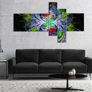 Designart "Multi Color Fractal Stained Glass" Abstract Wall Art Canvas ...
