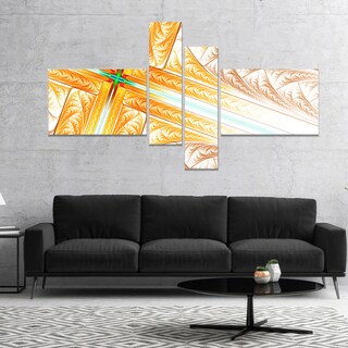 Designart "Brown Fractal Cross Design" Abstract Art on Canvas - Bed ...