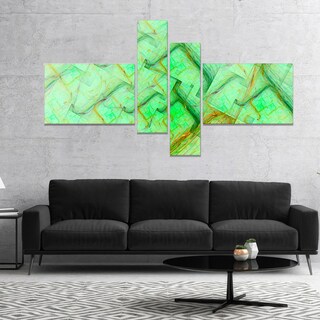 Designart "Light Green Electric Lightning" Abstract Art on Canvas - Bed ...