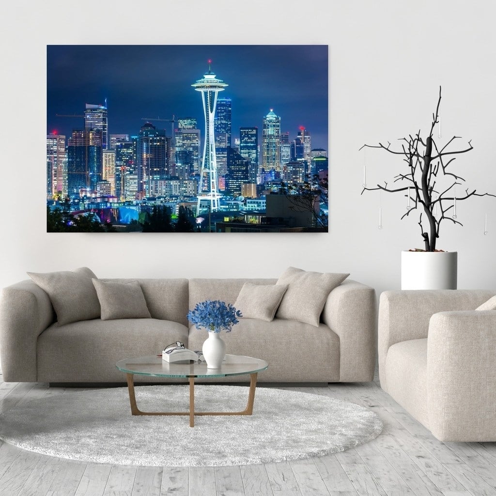 Noir Gallery View of the Seattle Skyline at Night Fine Art Photo Print ...