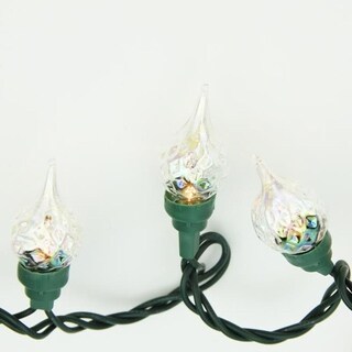 Set of 35 Clear Facted Flame Tip Glass Bulb C5 Christmas Lights - Green ...