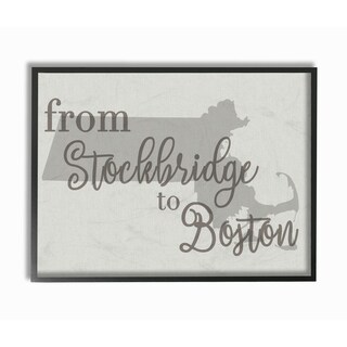 Stupell From Stockbridge To Boston Typography Map Framed Giclee Texture ...