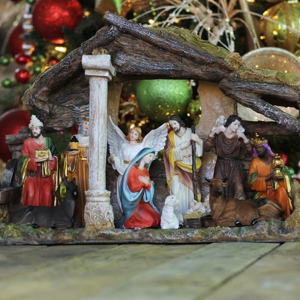 11-Piece Traditional Religious Christmas Nativity Figure Set with ...