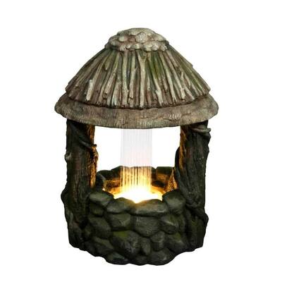 25.5" LED Lighted Nature's Wishing Well Spring Outdoor Garden Water ...