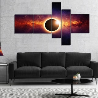 Designart "Full Eclipse View" Large Spacescape Canvas Art Print - Bed ...