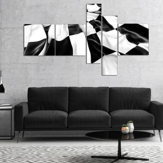 Designart "3D Checkered Flag" Abstract Canvas art print - Bed Bath ...