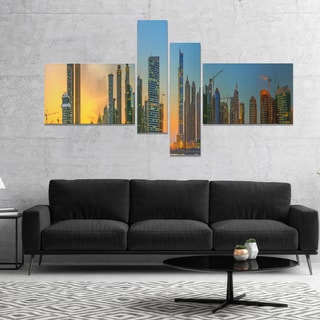 Designart "Business Bay and Downtown Dubai" Cityscape Canvas Art Print ...