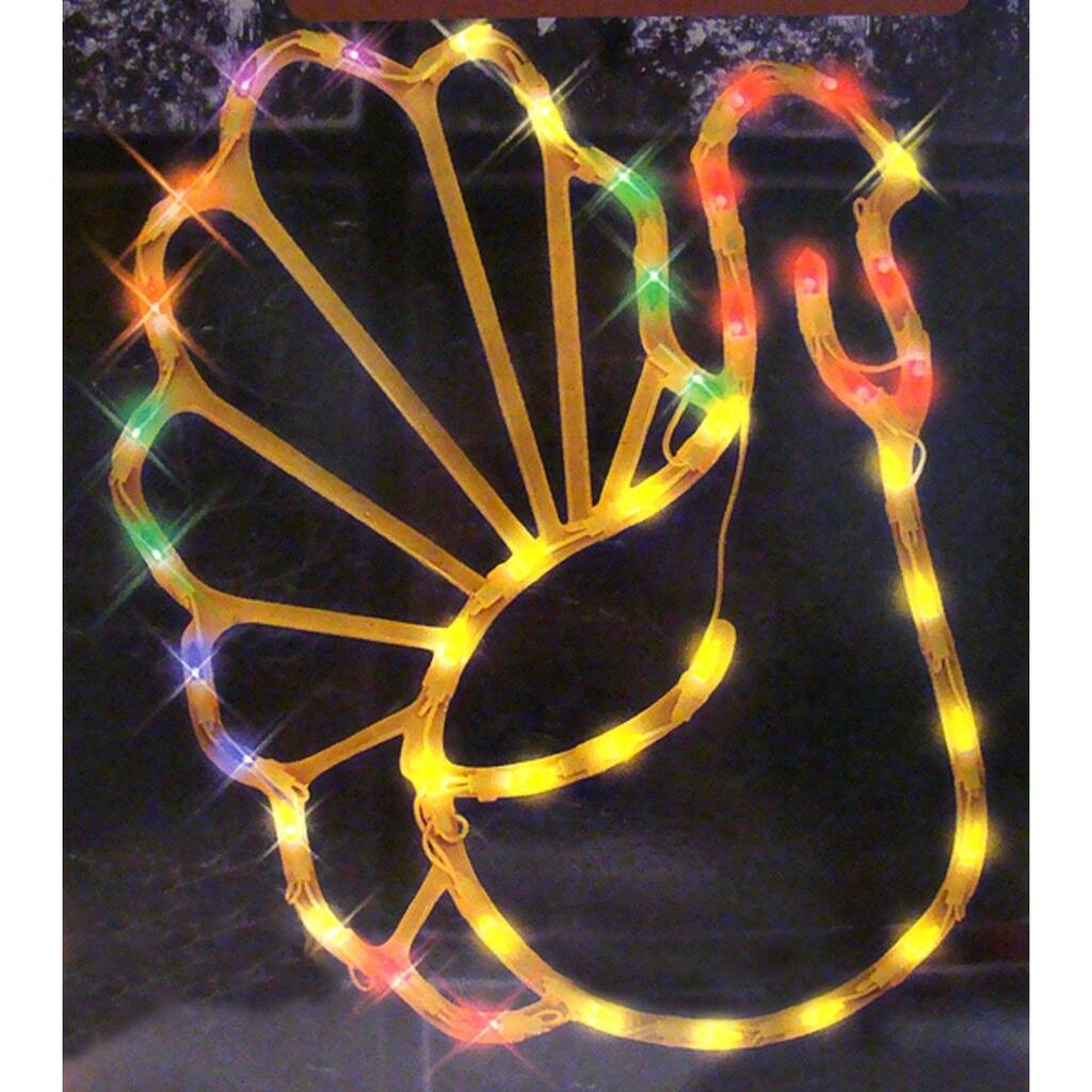 17" Lighted Thanksgiving Turkey Window Silhouette Decoration ...
