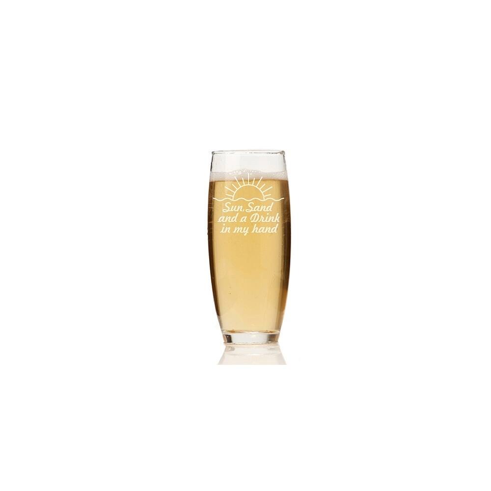 Sun, Sand And A Drink In My Hand Stemless Champagne Flute (Set of 4 ...