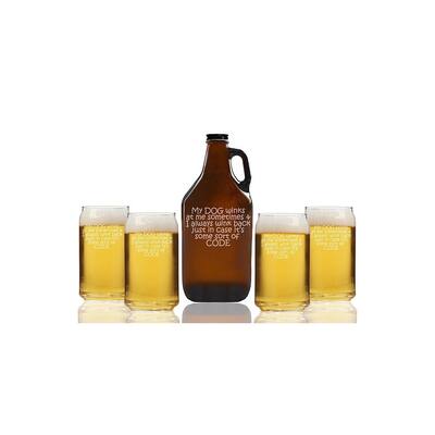 My Dog Winks I Wink Back Code Beer Amber Growler and Can Glasses (Set ...