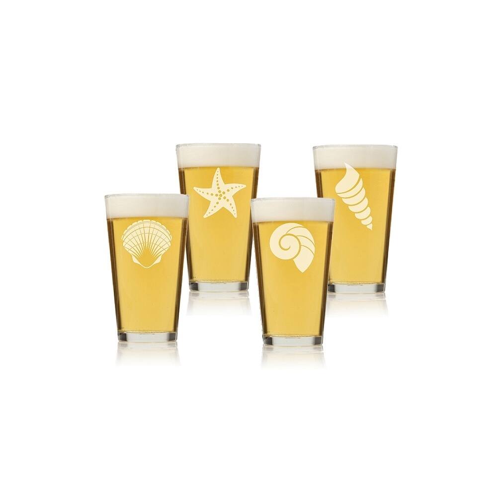 Seashell Tall Pint Glass (Set of 4) - Overstock - 17030411
