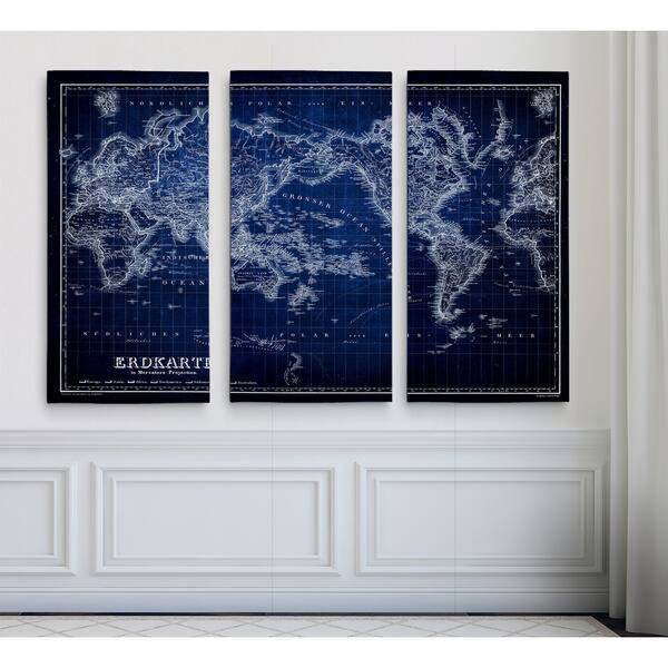 Vintage Wold Map IV Blue - Bed Bath & Beyond - 17063654