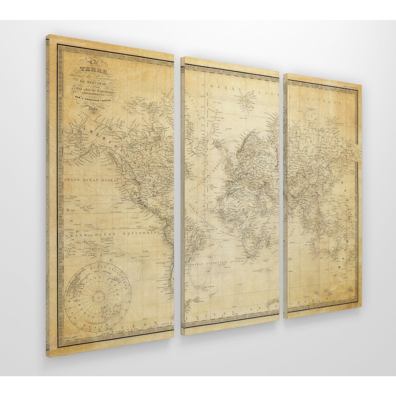 Vintage Wold Map v Parchment - Overstock - 17063656