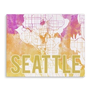 Kavka Designs Seattle Pink Sunset Pink/Purple/Gold/White Canvas Art ...