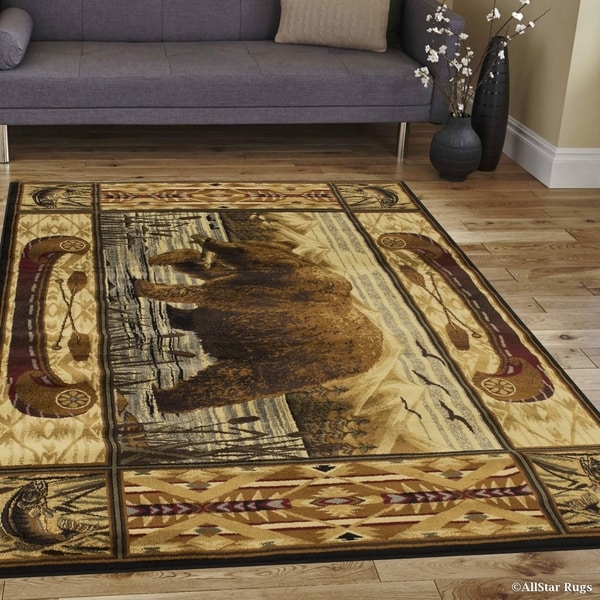 American Destination Mount Le Conte Pine Cone Lodge Rustic Area Rug ...