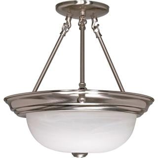 3 Light - 15" - Semi-Flush - Alabaster Glass - Bed Bath & Beyond - 17166384